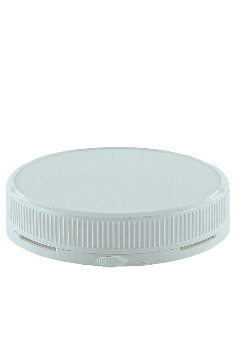 Lid 110mm White PP TAMPER-EVIDENT Ribbed-Wall + Wad – Vision Packaging